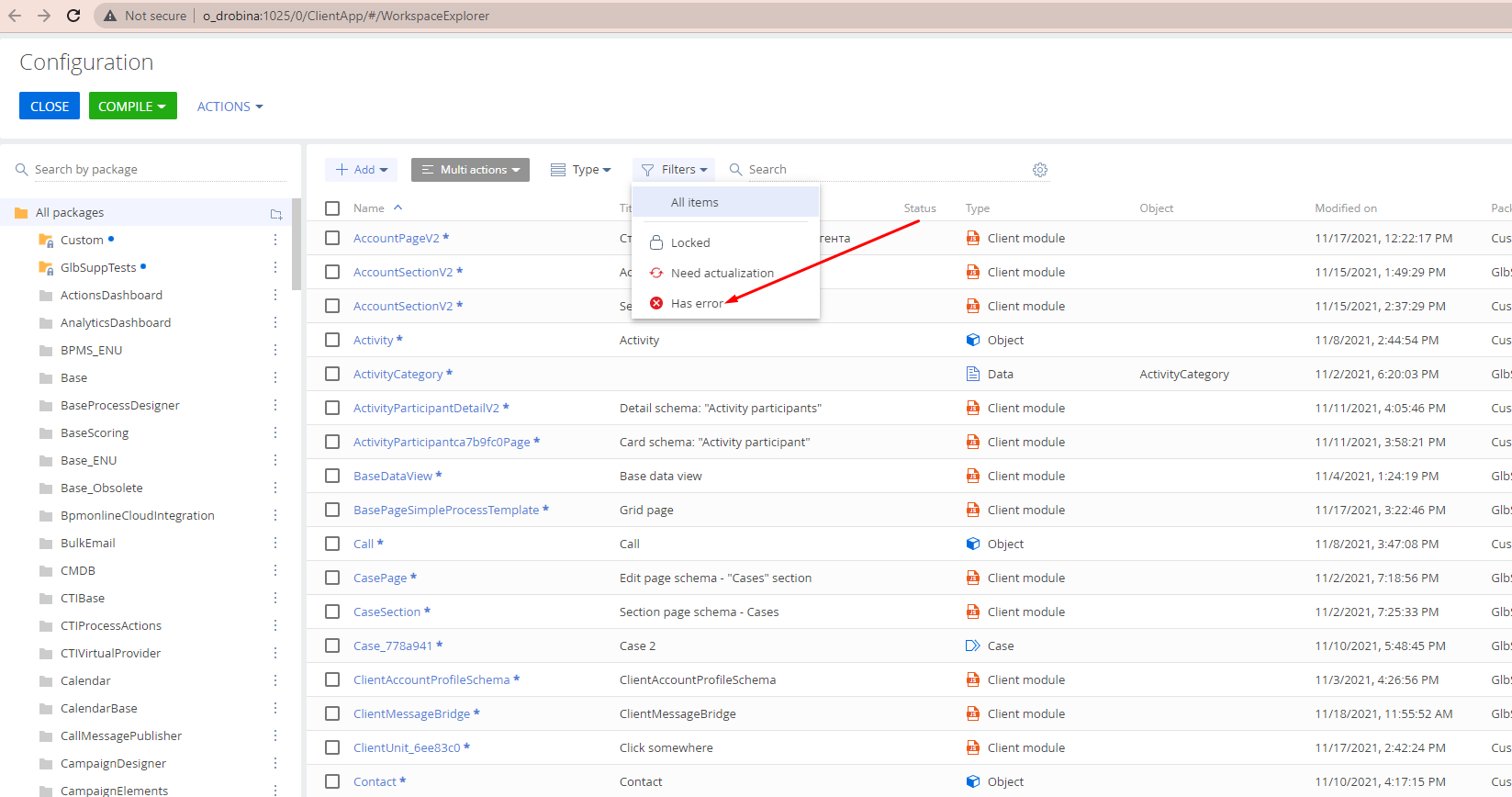 Error while saving the edit page schema | Community Creatio